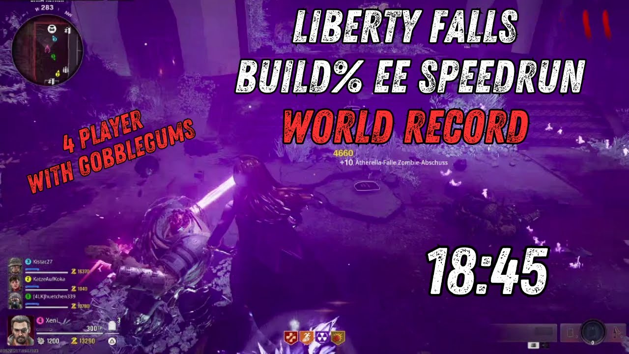 [WR] BO6 ZOMBIES "Liberty Falls" 4P Build % EE Speedrun (With ...