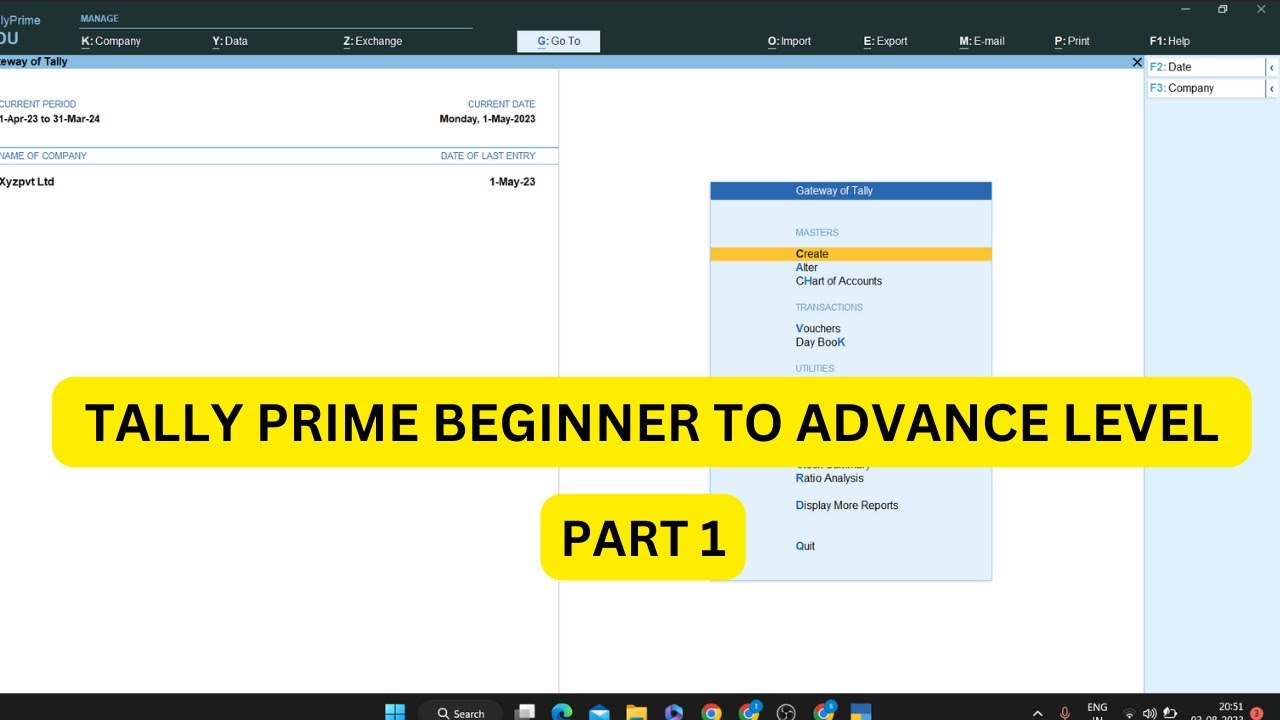 Tally Prime Beginners to Advance Levels Part 1 - YouTube