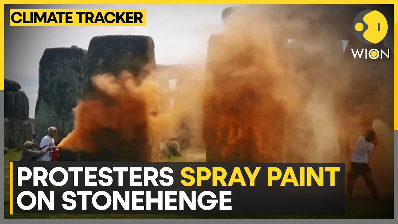 Climate protesters arrested for spraying orange paint on Stonehenge ...