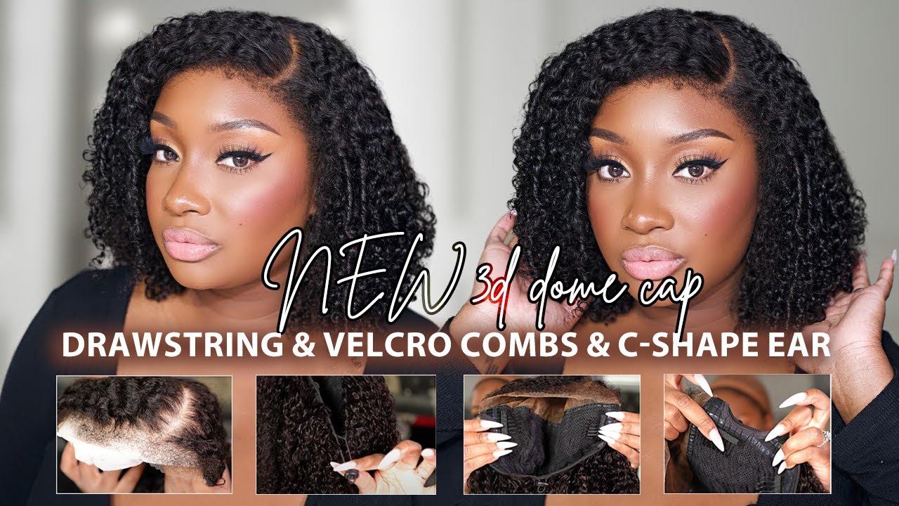 *NEW* 3D DOME CAP GLUELESS WIG | Drawstring & Velcro Combs 8X6 PRE-CUT ...