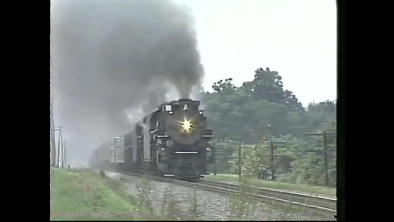 NKP 765 & PM 1225 freight doubleheader & N&W 1218 excursion run clips ...