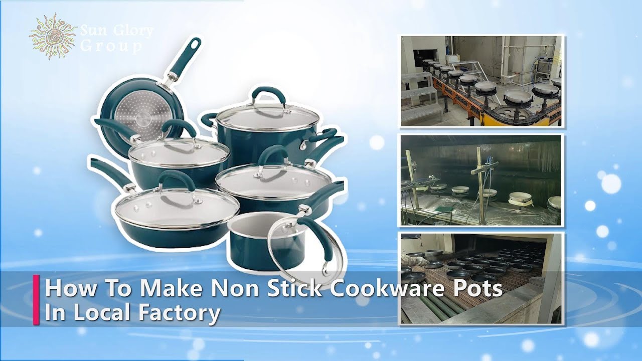 Non stick cookware pots and pans production line Sunglory - YouTube