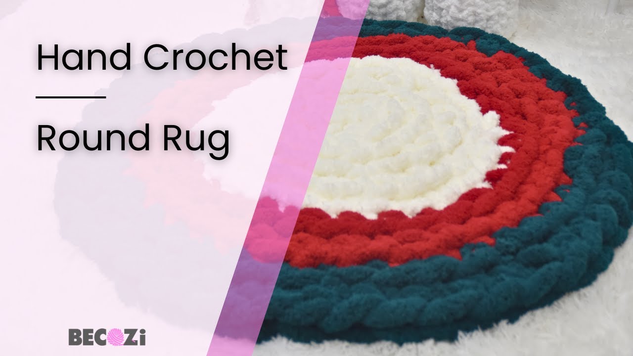 HAND CROCHET A ROUND RUG/BECOZI JUMBO CHENILLE YARN - YouTube