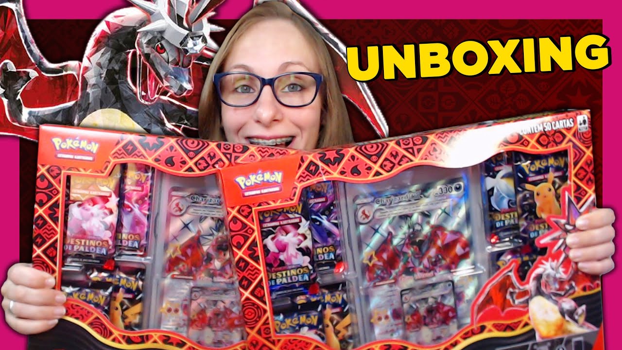 UNBOXING DUPLO! Abrindo BOX CHARIZARD EX Destinos de Paldea | Pokémon ...
