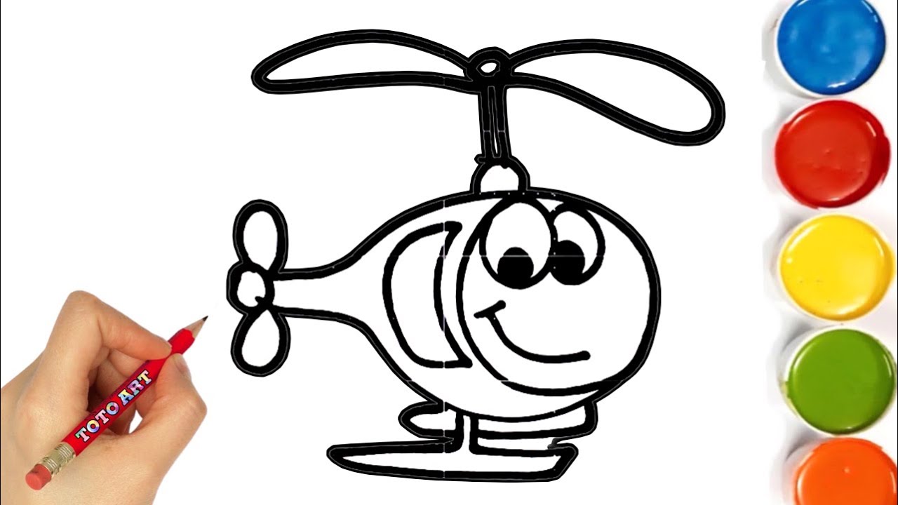 How to draw Funny Helicopter -Colouring for Kids & Toddlers |Draw ...