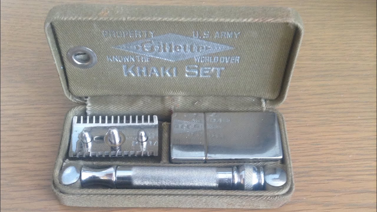 Property of U.S. Army: A shave with a 1918 Gillette Khaki Set old type ...