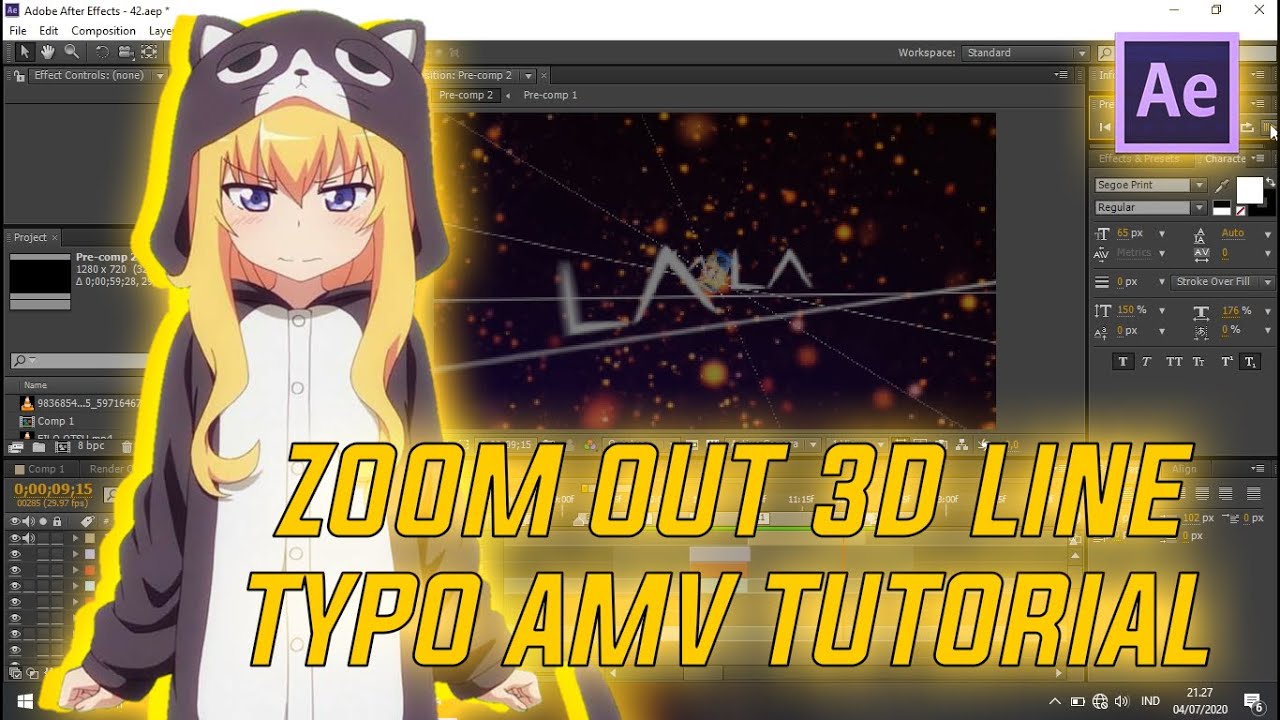 TUTORIAL ZOOM OUT 3D LINE TYPO AMV - AFTER EFFECT - YouTube