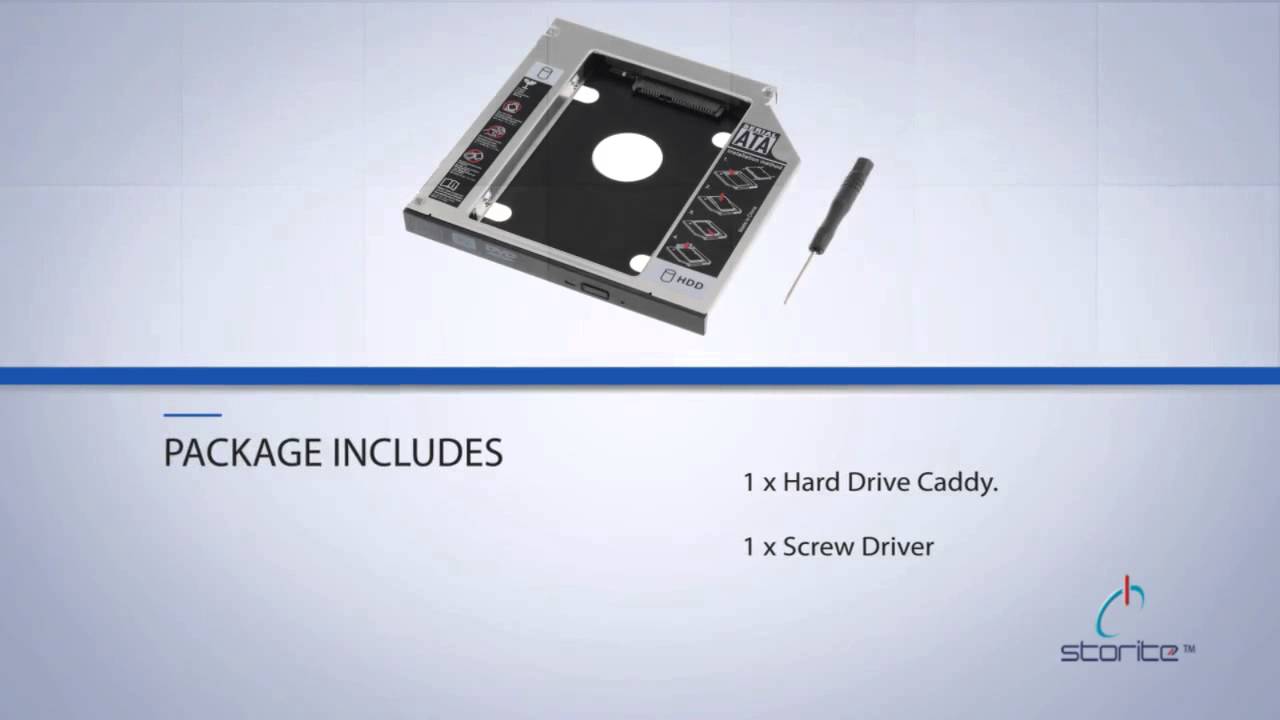 Storite 12.7mm SATA to IDE Caddy/Enclosure 2nd Bay - YouTube