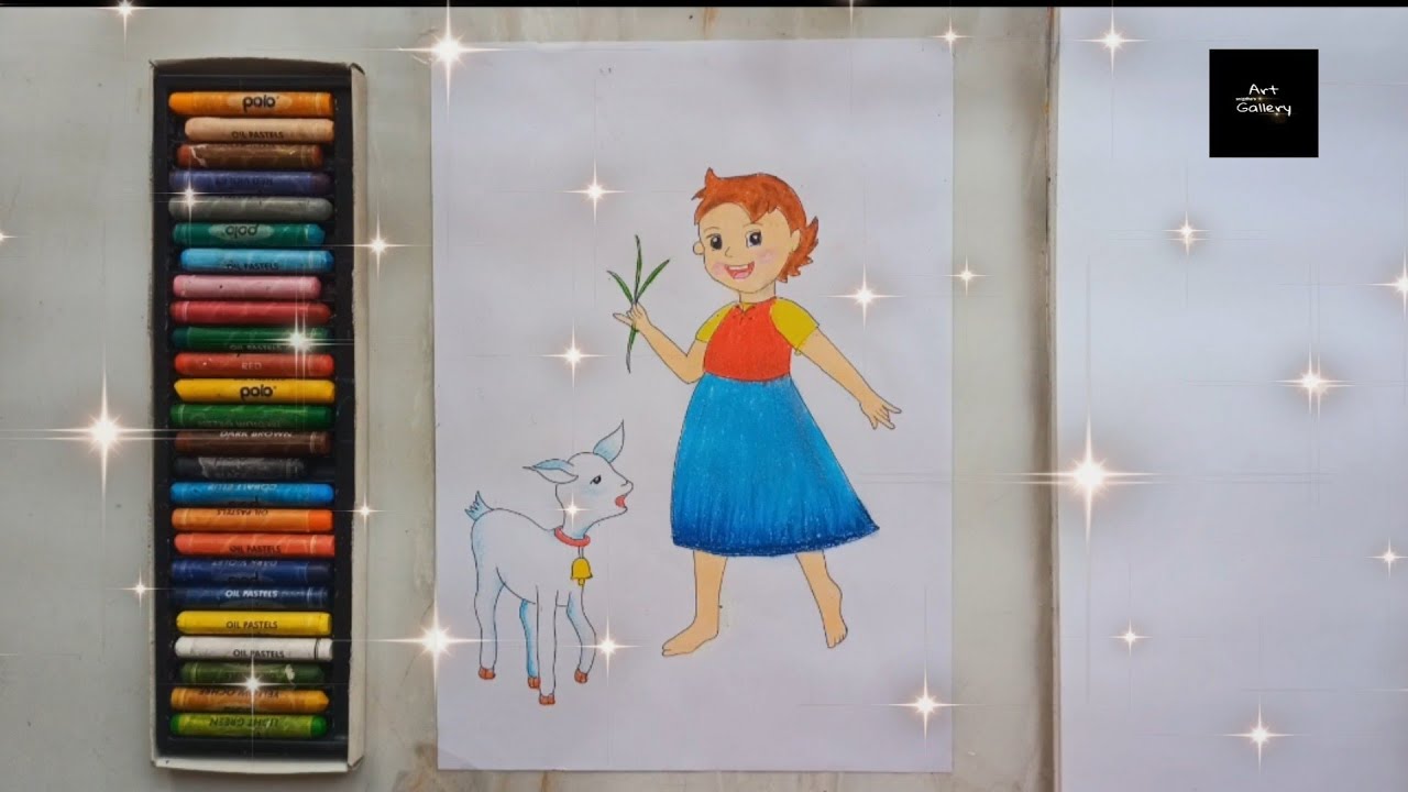 how to draw Heidi girl. girl of the Alps drawing. - YouTube