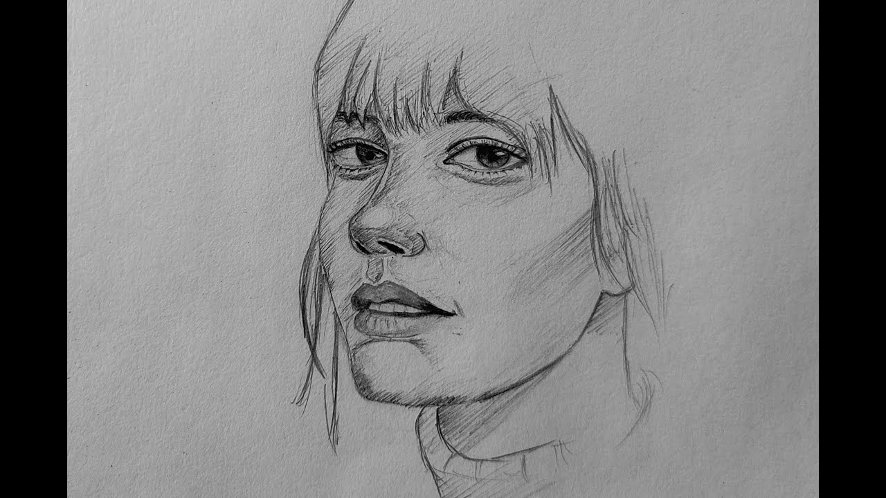 Drawing female face step by step | Timelapse| Single stroke technique ...