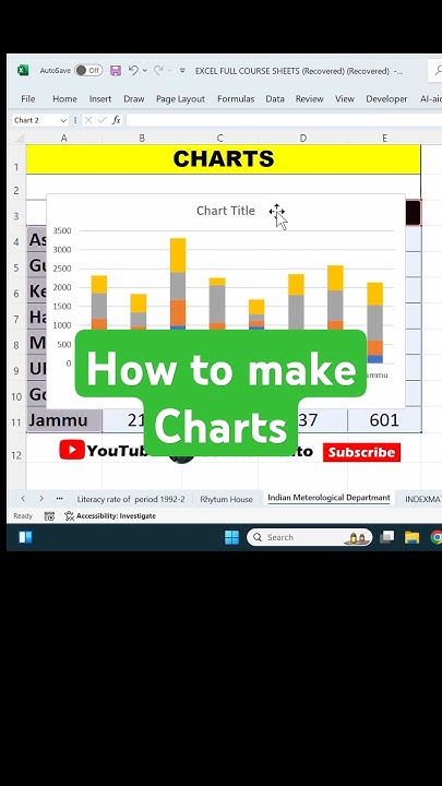 How to make Charts in Excel | Charts Excel in hindi | Charts | #chart #excel #shortsfeed # ...