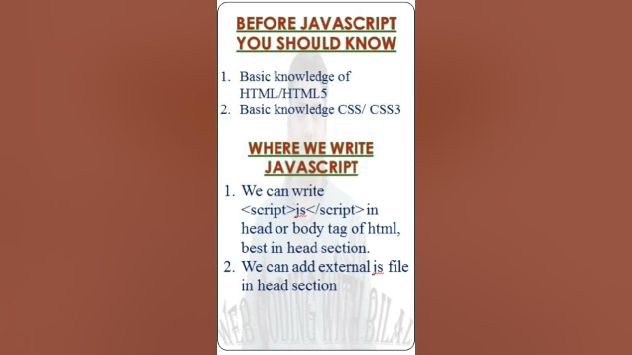 Where To Write Javascript In Urduhindi Web Coding With Bilal Youtube