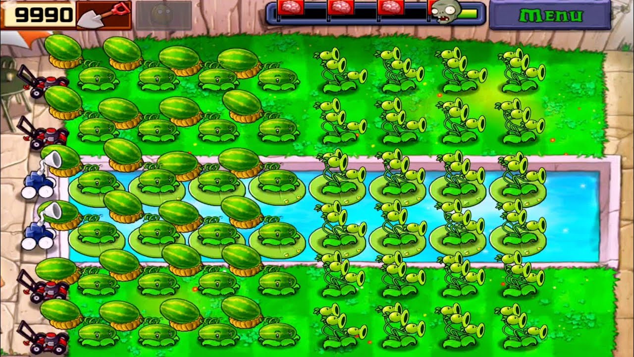 PLANT VS ZOMBIE || MELON-PULT AND THREEPEATER | ADVENTURE POOL FULL HD ...