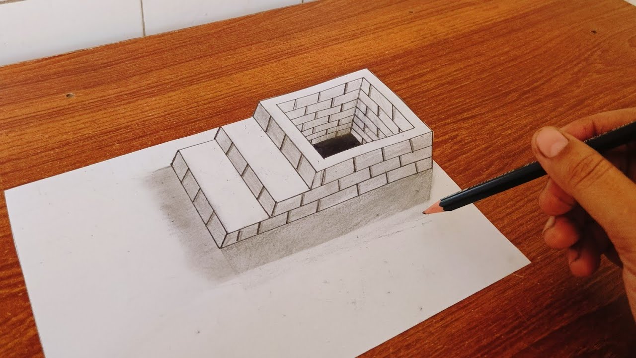 3D Trick Art on paper || Easy 3d drawing on paper for beginners - How ...