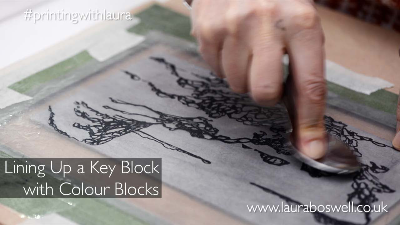 Woodblock with lino Ep.11 Lining Up a Key Block with Colour Blocks ...