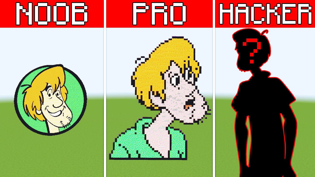 Pixel Art (NOOB vs PRO vs HACKER) Shaggy Rogers in Minecraft. - YouTube