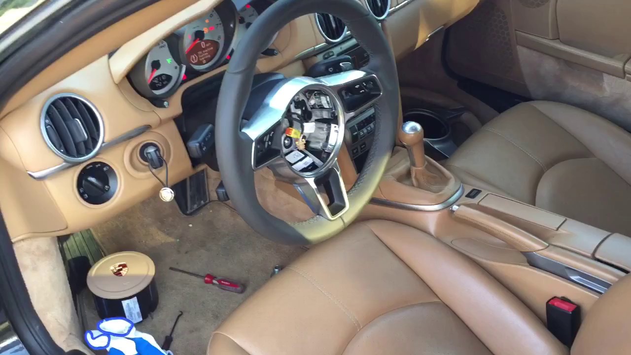 Porsche MACAN steering wheel on 2007 porsche Cayman s - YouTube