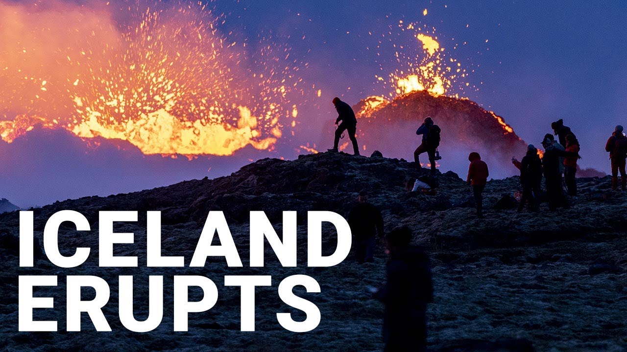Iceland volcano erupts: Watch lava flows near Reykjavik - YouTube