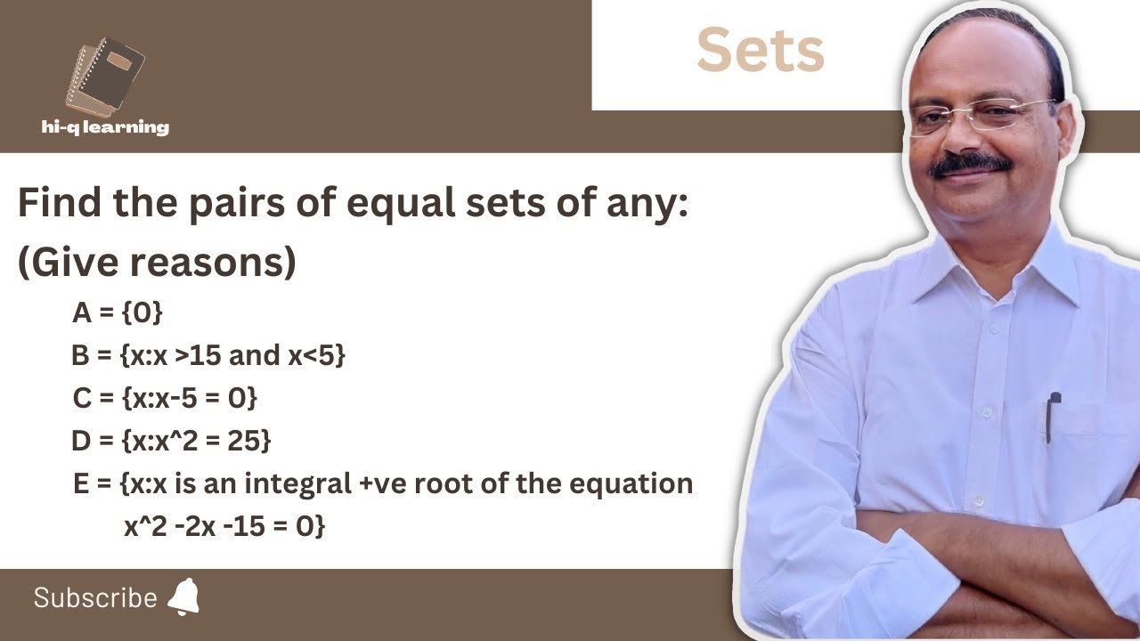 Find the pairs of equal sets of any | Give reasons| A={0} B ={x:x ...
