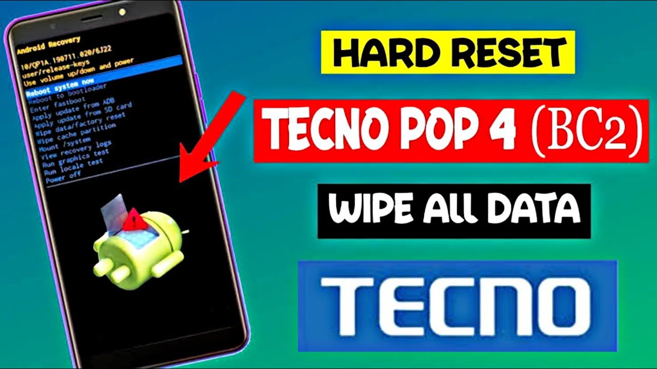 Hard Reset TECNO POP 4 | Factory reset tecno BC2 + Fix no command Tacno ...