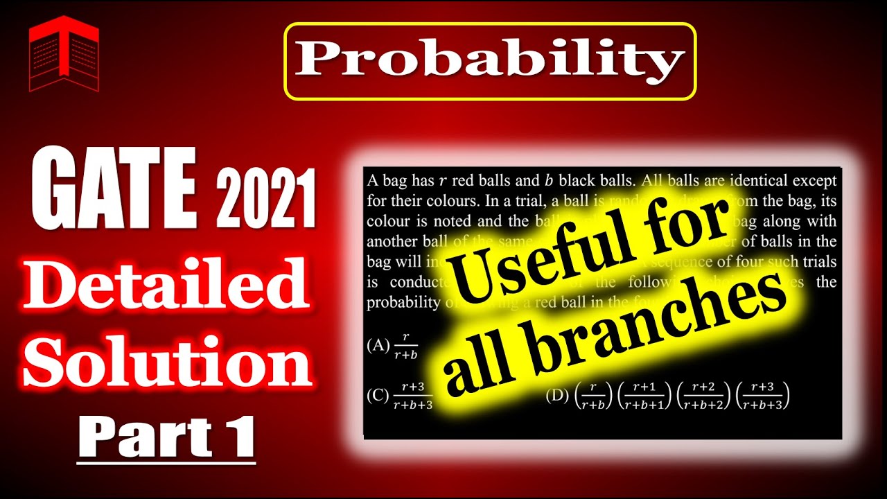 GATE 2021 Solution | Engineering Mathematics | Probability 2 marks ...