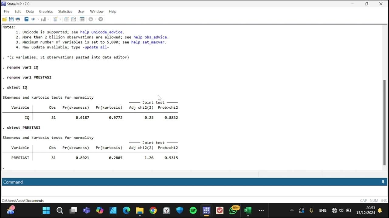 TUTORIAL ANALISIS DATA MENGGUNAKAN SOFTWARE STATA - YouTube