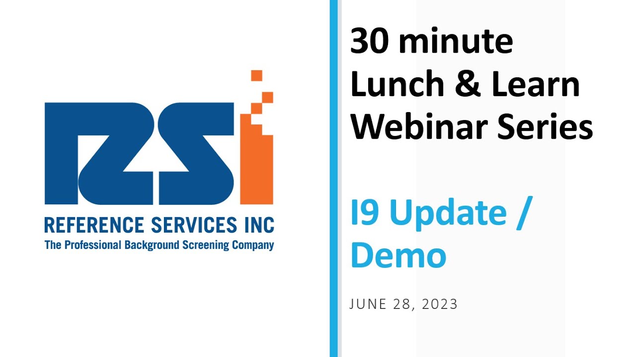 RSI Lunch & Learn Webinar - I9 Update & Demo 6-28-2023 - YouTube