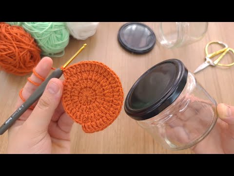 Wow! INCREDIBLE IDEA!🤩Look what I did with the CANNİNG JAR found in the TRASH! CROCHET RECYCLE DIY