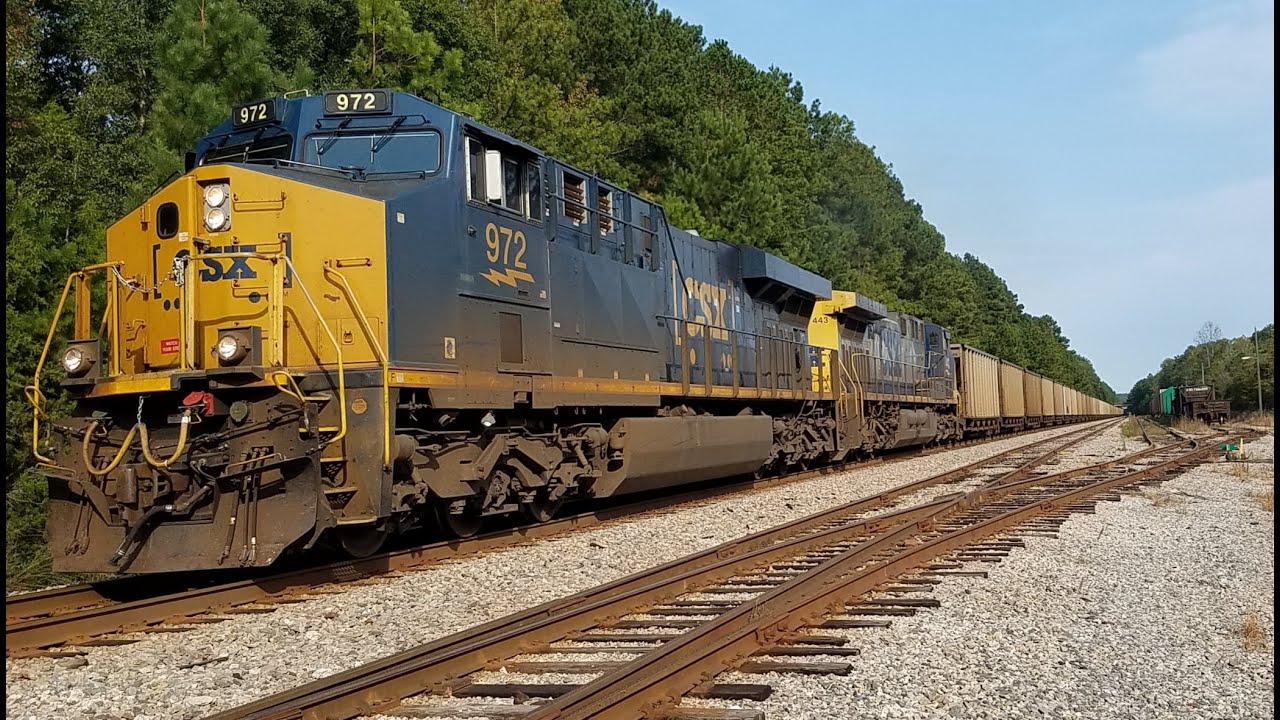 CSX Coal Train E904 With CSX Leader 972 At Catawba SC On The CSX Monroe Subdivision. 10-4-2020 ...