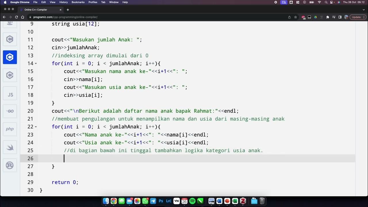 [PRAKTIKUM] ARRAY 1 Dimensi + Array of Char (String) - YouTube