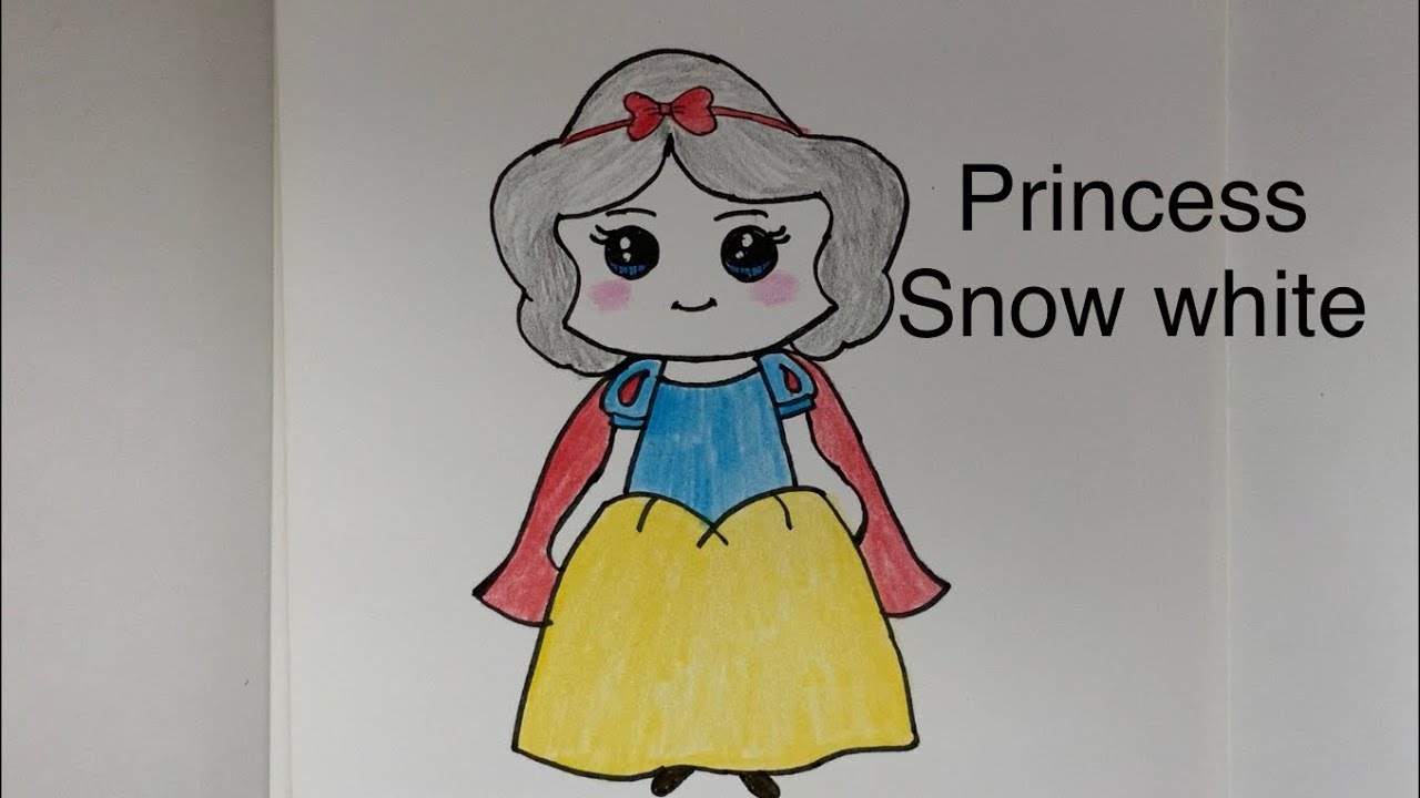 How to draw princess snow white/snow white drawing easy - YouTube