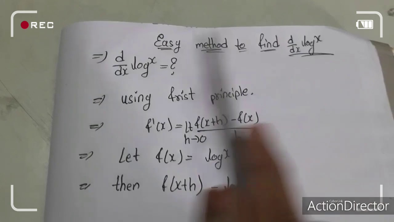 Finding derivative of logX using first principle - YouTube