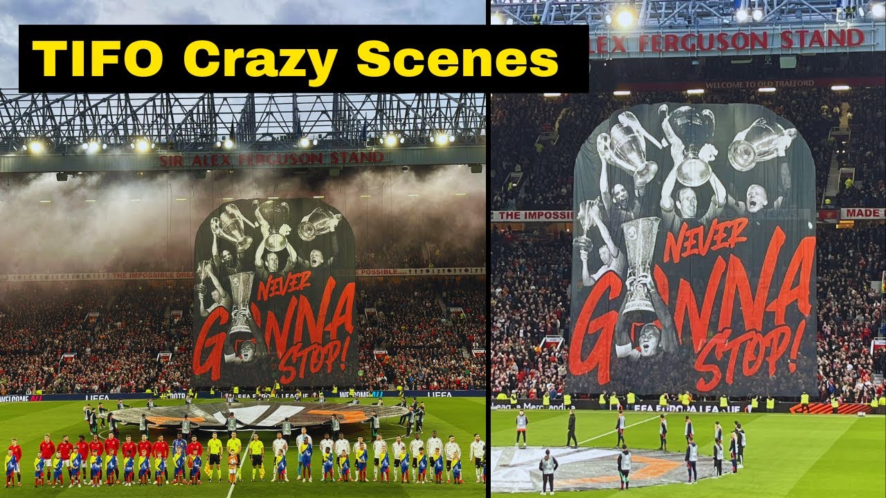INSANE Man United TIFO vs Lyon!🔥 Old Trafford Erupts | Europa League Quarter Final - YouTube