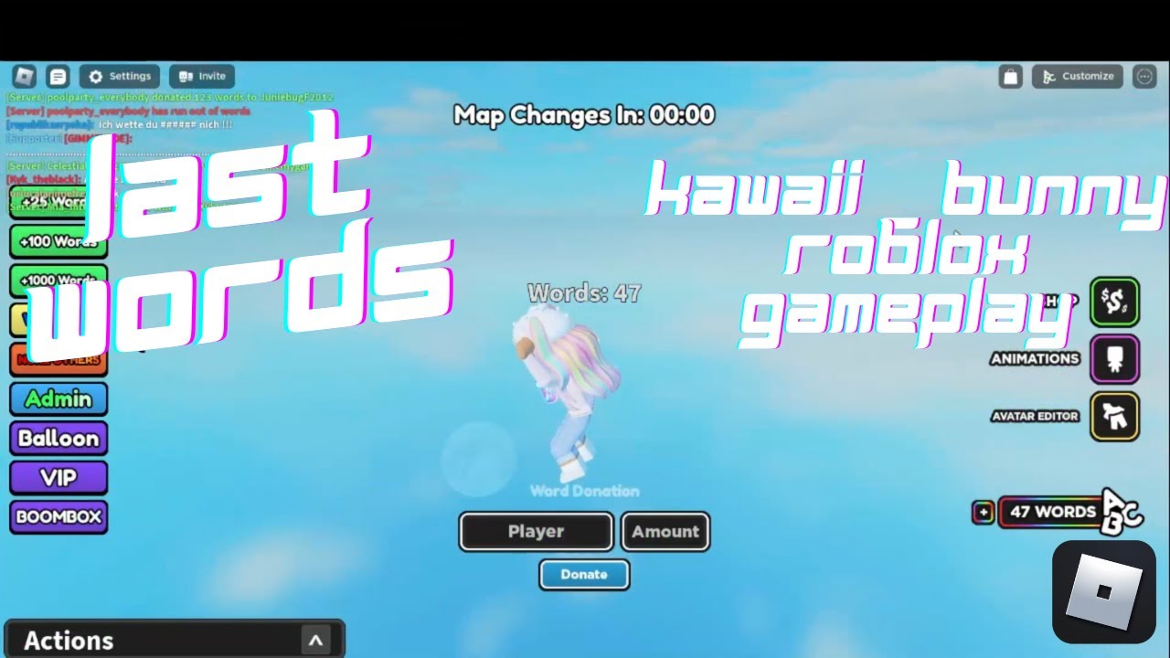 LAST WORDS GAMEPLAY~ ROBLOX~ KAWAII_BUNNY - YouTube