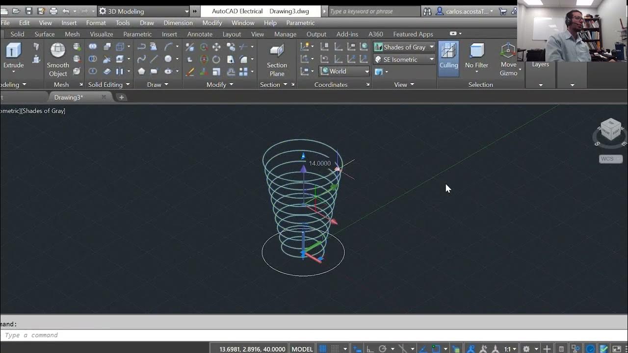 3D Modelling in AutoCad (Part 1): Helix and Sweep tools. - YouTube