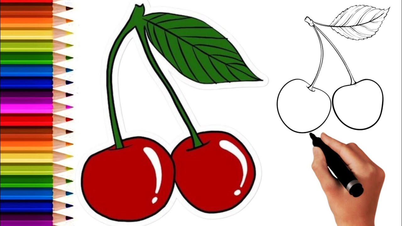 How to Draw Cherry Easy Step by Step || Cherry Drawing Tutorial || Draw ...