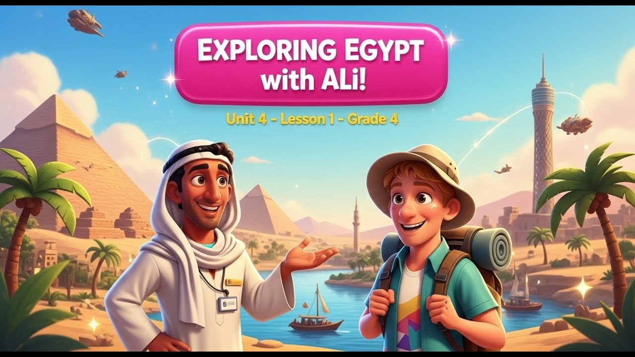 🎥 Exploring Egypt with Ali! (للصف الرابع – الوحدة الرابعة – الدرس الأول ...