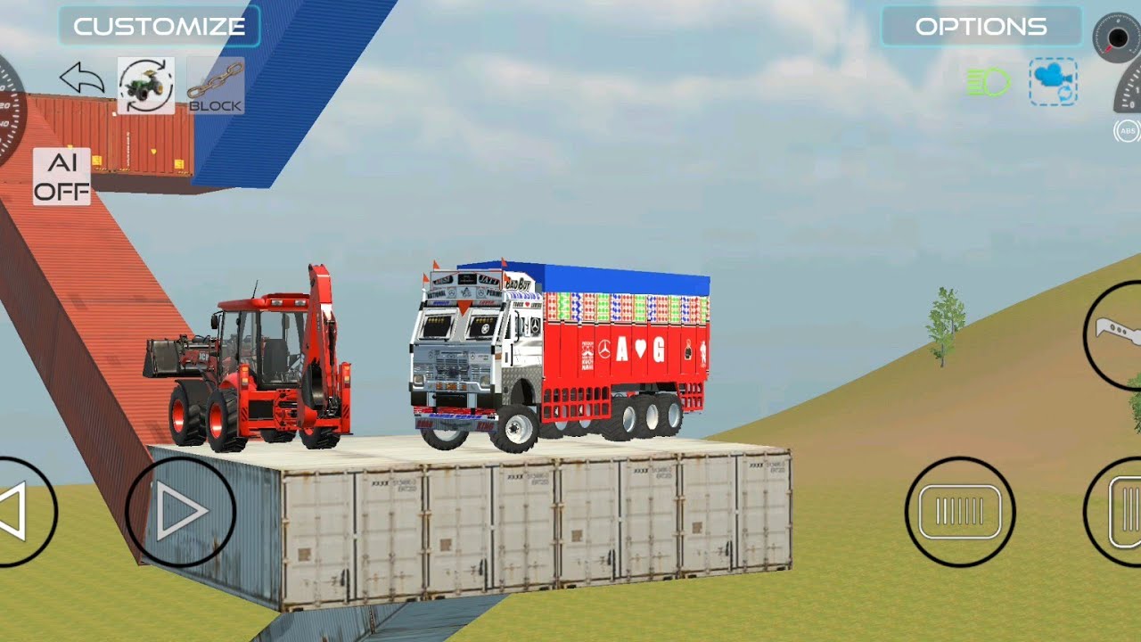 indian tractor driving 3d game me tark jcb ko kantenaro ke upar chdha ...