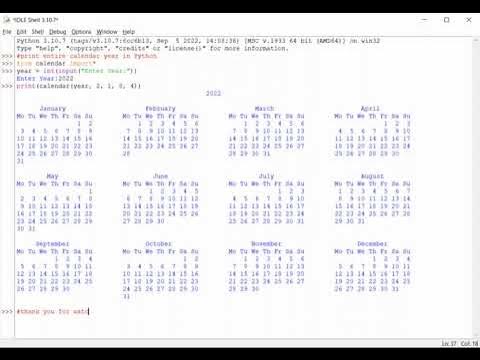 Print entire calendar year in Python. - YouTube
