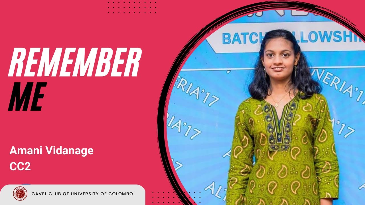 Remember Me | Amani Vidanage - CC2 - YouTube
