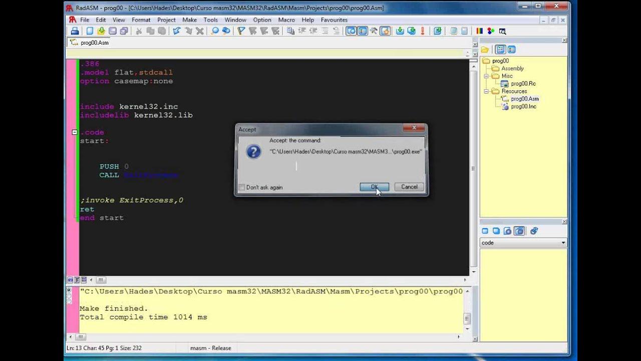 Lenguaje Assembler MASM32 CAP 1 - Instalación - YouTube