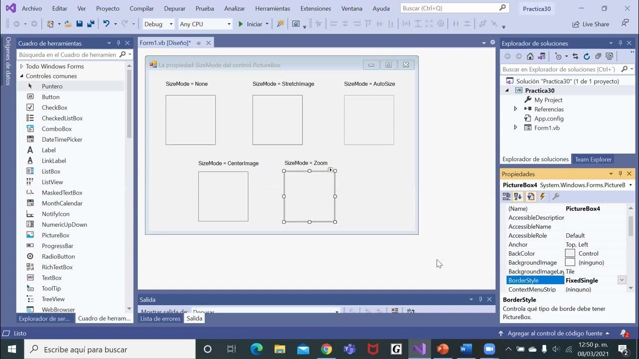 Practica30. La propiedad SizeMode del control PictureBox. - YouTube