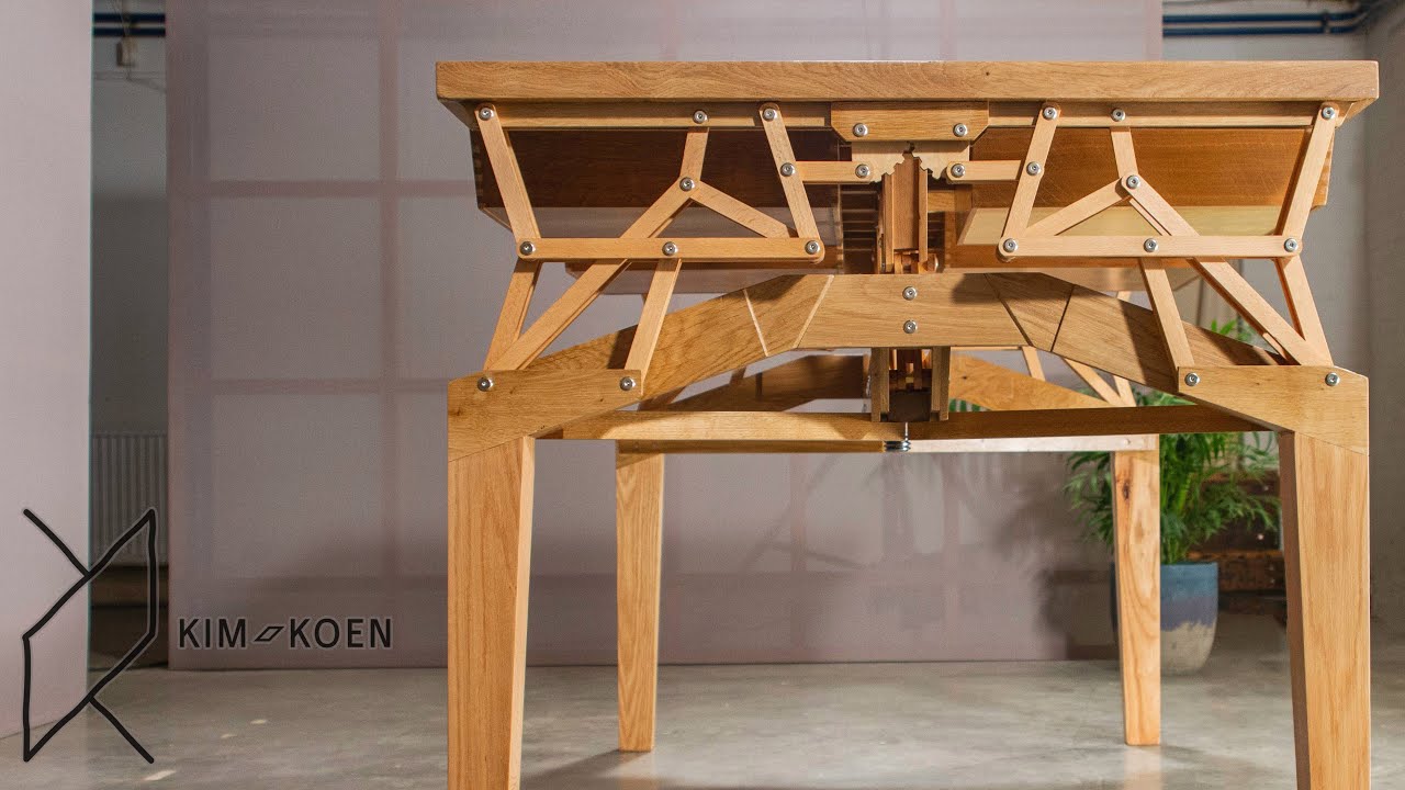 Link | A standing desk with wooden mechanism - YouTube