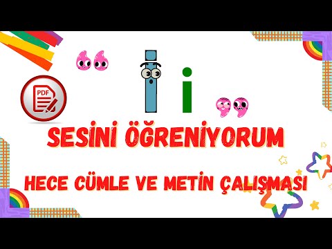 İ Sesini Öğreniyorum | E L A K İ Hece Cümle ve Metin Çalışması | 1.Sınıf Türkçe | Dik Temel Harfler
