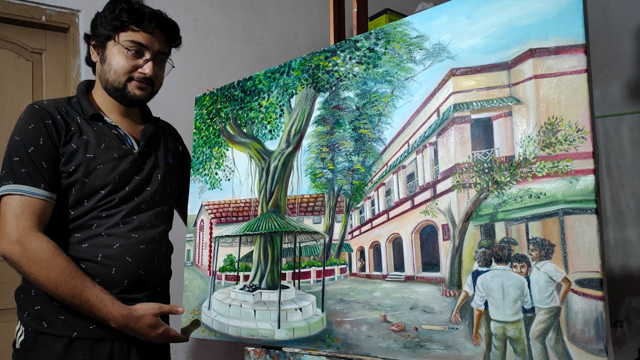 Painting of Ballygunge Government High School | Swarup Sarkar Paintings ...