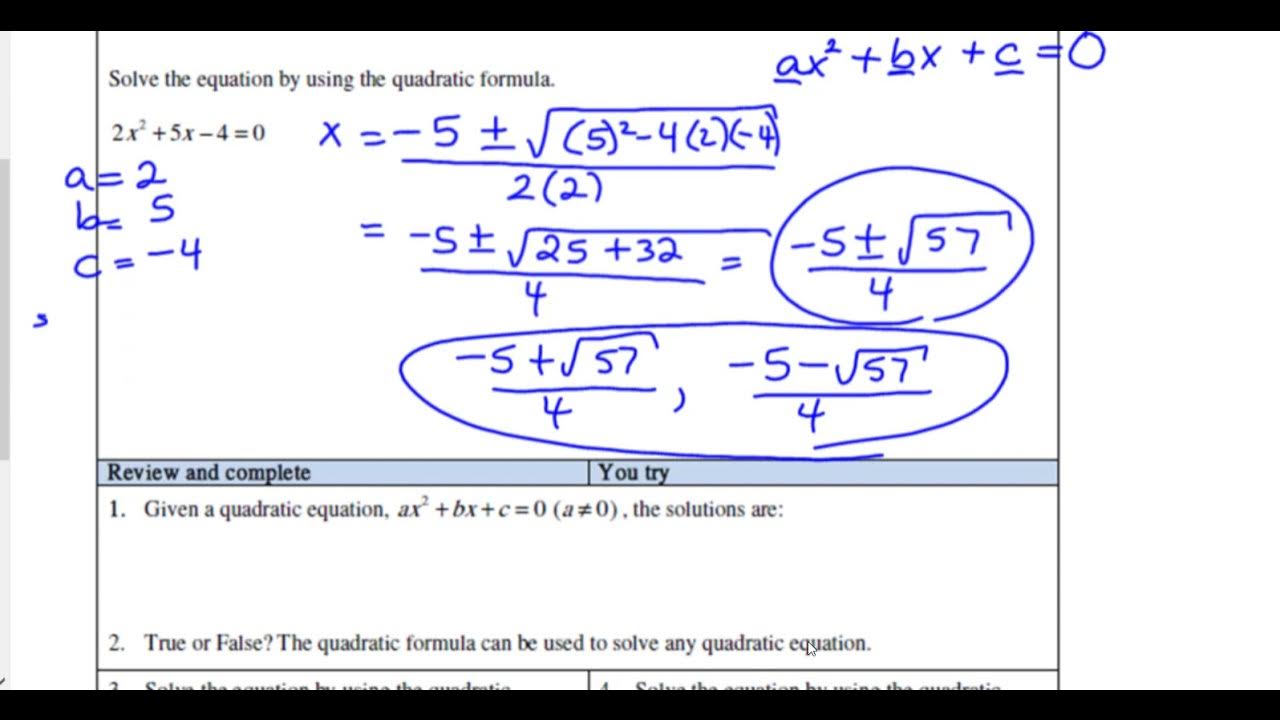 Solving Quadratic Equations using the Quadratic Formula - YouTube