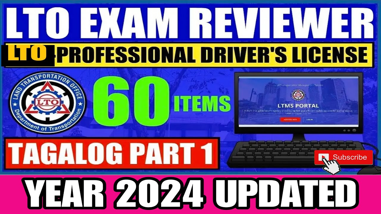 LTO EXAM REVIEWER 2024 FOR PROFESSIONAL DRIVERS LICENSE|TAGALOG VERSION ...