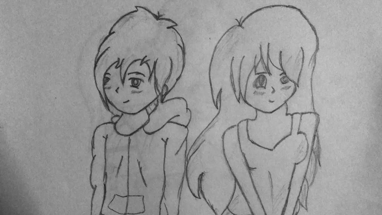how to draw a cute couple cartoon - YouTube
