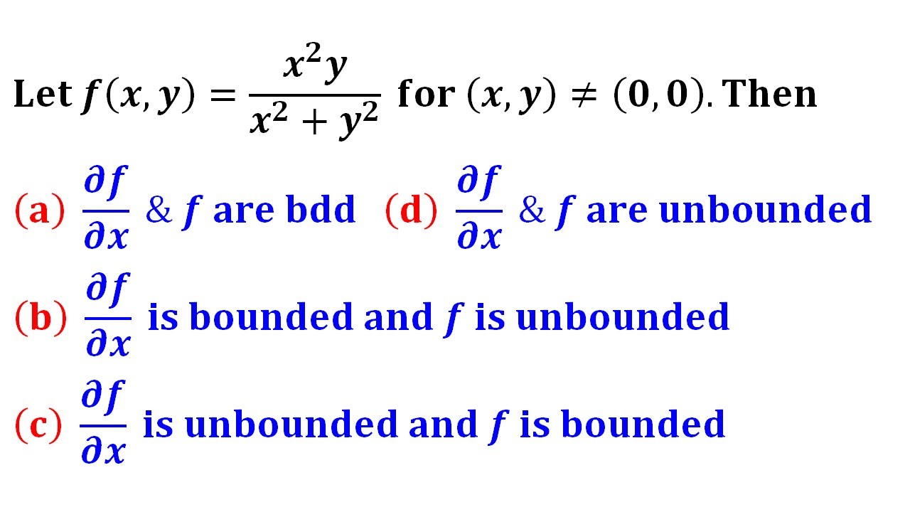 Function Two Variables Function Of Several Variables Multivariable Calculus Iit Jam 2017