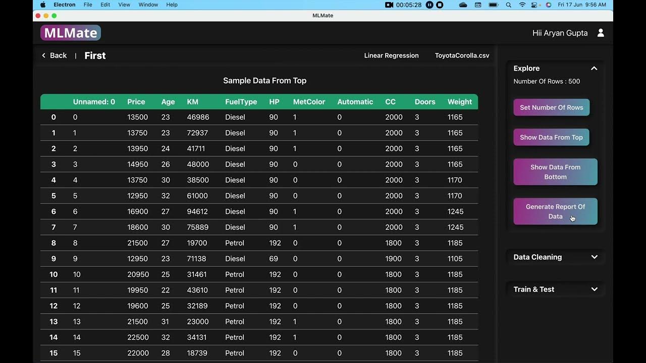MLMate || Desktop Application || Reactjs || Electronjs || Flask || Machine Learning - YouTube